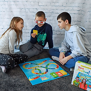 Think Positive a fun Kids Board Game to promote positive thinking in life for ages 6+. Therapy and learning family game with Doing Good, Thinking Positively and Seeing Good cards & rose tinted glasses