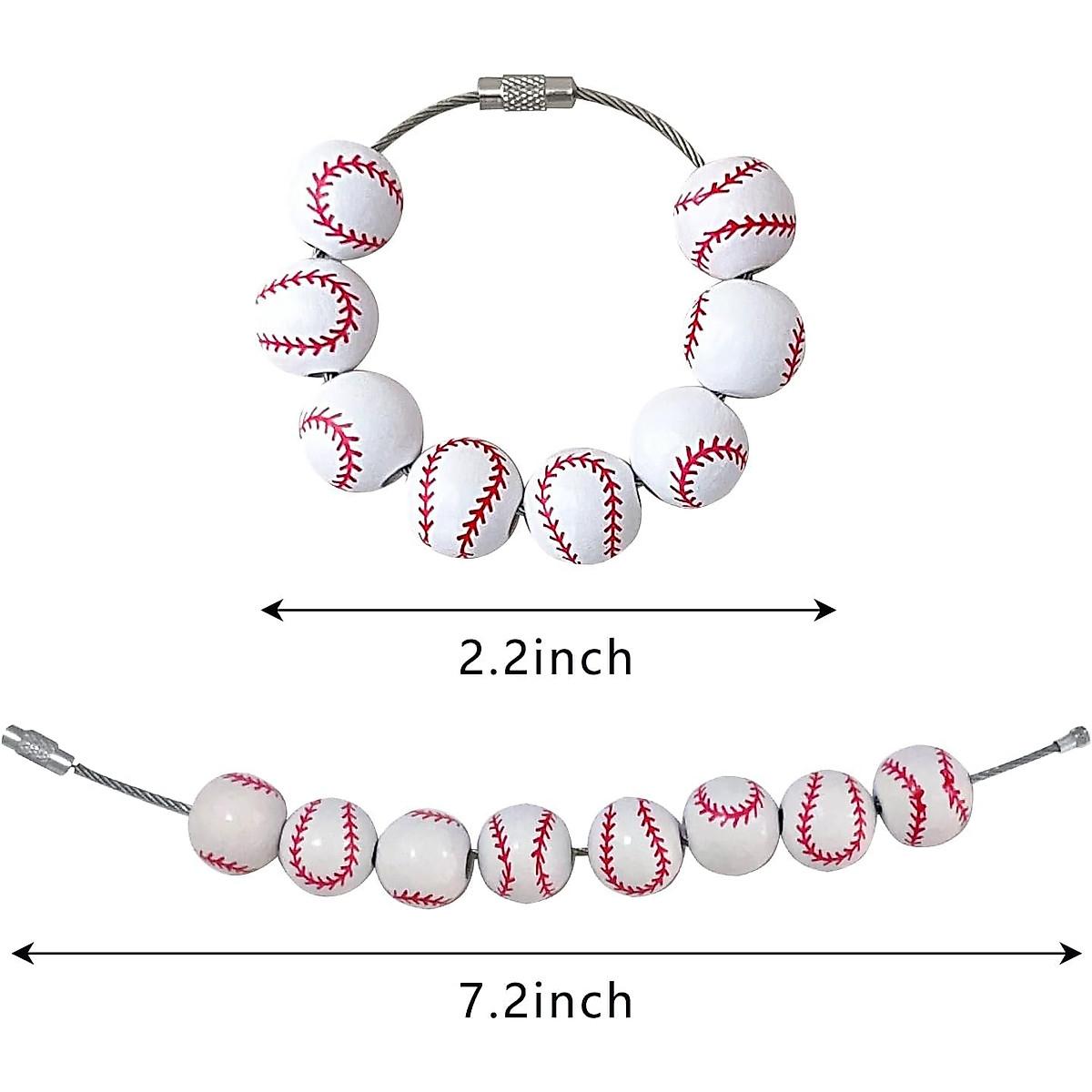 Renyqatt Baseball Charms for Bogg Bag and Simply Southern Tote, Sports Wooden Beads Accessories Charm for Beach Tote Bag, Accessories for Customizing Your Bag (Baseball Pattern)