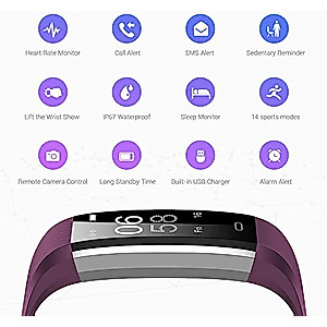 Kummel Fitness Tracker with Heart Rate Monitor, Waterproof Activity Tracker with Pedometer & Sleep Monitor, Calories, Step Tracking for Women Men Purple