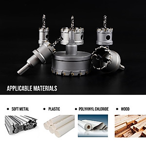 Anfrere TCT 2'' Hole Saw Bit for Hard Metal, Heavy Duty TCT Carbide Cutting Hole Saw Bit with Center Drilling Bit and SDS Shank and L-Wrench for Stainless Steel, Iron, Aluminium, Alloys, Plastics