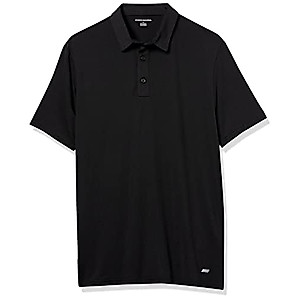Amazon Essentials Men's Slim-Fit Tech Stretch Polo Shirt, Black, X-Small