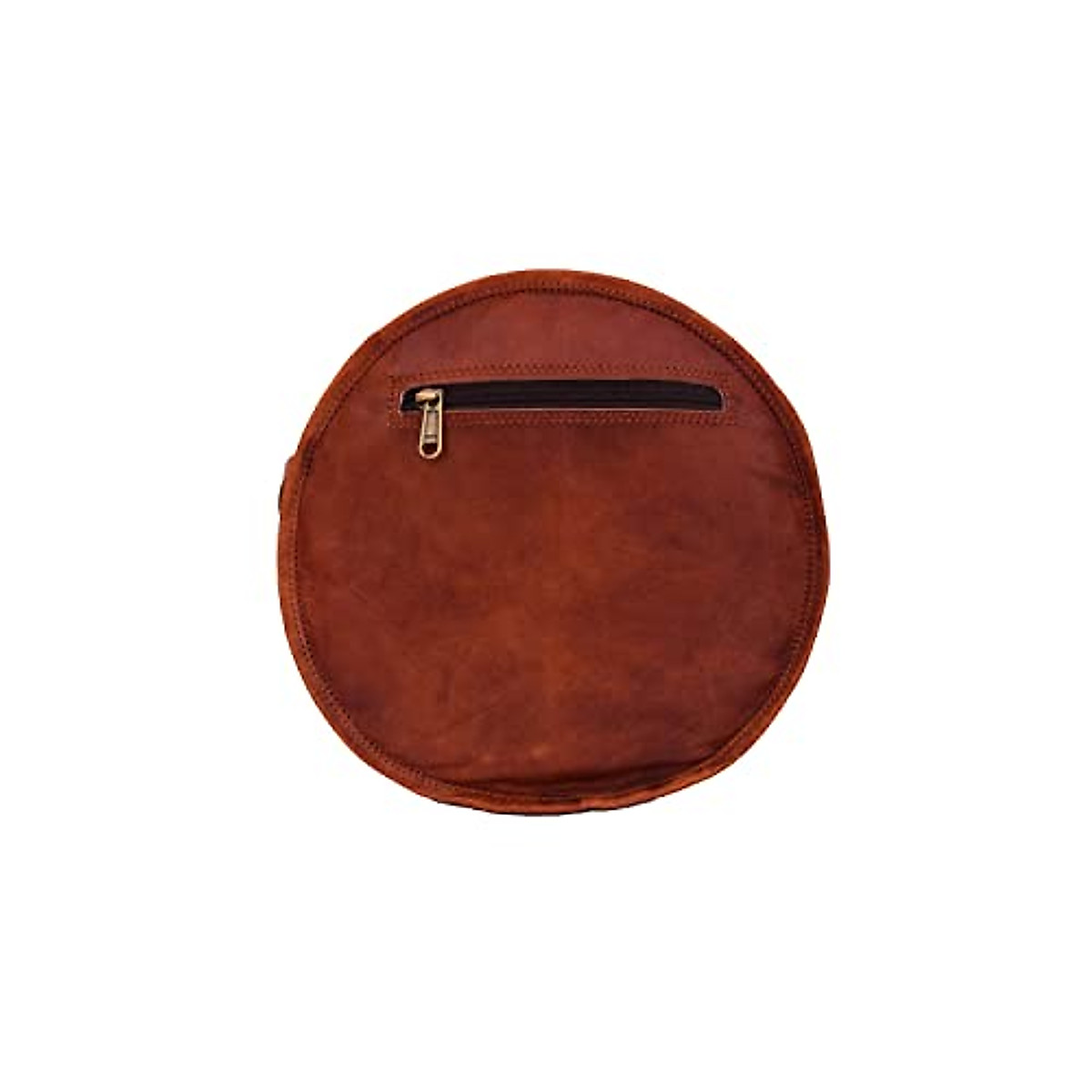 Vintage Leather Crossbody Bag Women/Teen Girls Satchel Handbag Round Messenger Sling Bags, 10 Inch Small