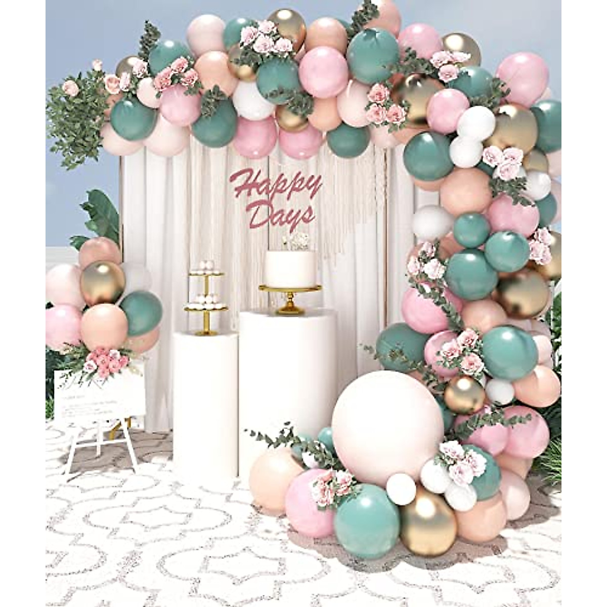 Blush Pink Sage Olive Green Boho Balloons Balloon Garland Arch Kit, Safari Jungle Wild One Boho Baby Shower Birthday Balloons Party Decorations for Boys Girls