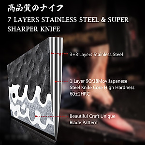 SHAN ZU Kitchen Utility Knife 6 inch, 7 Layers 9Cr18MoV High Carbon Steel Japanese Chef Knife for Slicing/Chopping/Dicing, Professional Super Sharp Gyuto Knife with Ergonomic G10 Fiberglass Handle