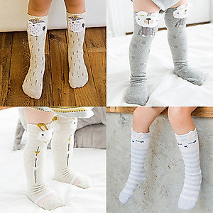 Color City Baby Knee High Socks Animal Warm Cotton Kids Toddler Boys Girls Boot Socks 1-6 Years (6 Pairs A)