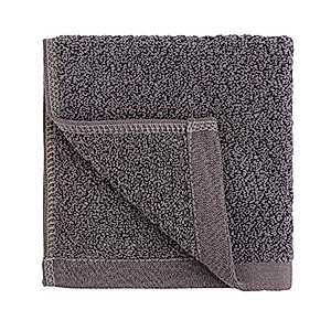 Everplush Diamond Jacquard Quick-Dry Washcloth Towel Set, 6 x (13 x 13 in), Charcoal 6 Count