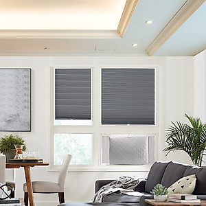 HOXHA Indoor Air Conditioner Cover for Window Units,Double Insulation Anti-Rust Adjustable Inside Window AC Cover with Free Elastic Straps