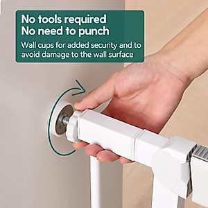 Babelio Baby Gate/Pet Gate for Stairs & Doorways, 29"-40" Dog Gate with Door, Pressure Mount, Auto Close w/Wall Protectors & 2 Extenders, 30" Tall