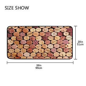 Kitchen Rug Wine Cork Bathroom Area Floor Mat Washable Non-Slip Bath Carpet Doormat 39x20 inch