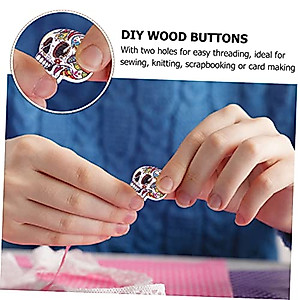 COHEALI 144 Pcs Wooden Skull Button DIY Wood Buttons Replacement Buttons Coat Buttons Small Wooden Buttons Scrapbooking Wood Sewing Buttons DIY Scrapbook Wood Decor Child Cartoon Clothing