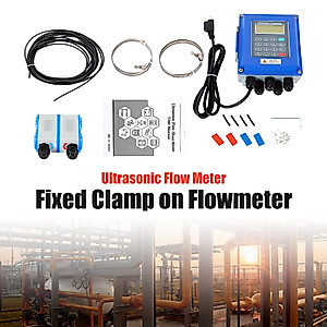 Ultrasonic Flow Meter,TUF-2000B+TM-1 Ultrasonic Flowmeter,DN50~DN700mm Fixed Clamp on Flowmeter Tool,LCD Digital Liquid Flowmeter,Bi-Directional Measurement Flow Meter for Water Supply Industries