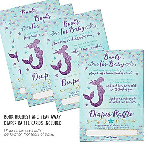 Your Main Event Prints Mermaid Baby Shower Invitation, Blue and Gold Mermaid Baby Shower, Baby Sprinkle Invite, 20 Fill in Invitations and Envelopes