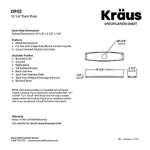 Kraus DP02SFS, Kitchen Faucet Deck Plate, Spot Free Stainless Steel