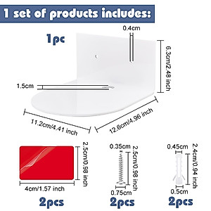 FINGERINSPIRE 2 Sets 5 Inch Mini White Acrylic Floating Shelves Small Floating Shelf with Stickers and Screw Wall Shelves Display Ledges Wall Mounted Hanging Display Shelves for Storage Decoration