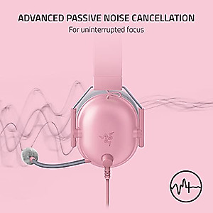 Razer BlackShark V2 X Gaming Headset: 7.1 Surround Sound - 50mm Drivers - Memory Foam Cushions - for PC, PS4, PS5, Switch - 3.5mm Audio Jack - Quartz Pink