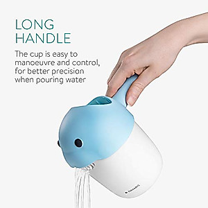 Navaris Baby Hair Rinser - Cute Animal Cup for Bath with 3 Different Pour Spouts - Rinse Shampoo and Keep Water Out of Baby's Face and Eyes - Blue