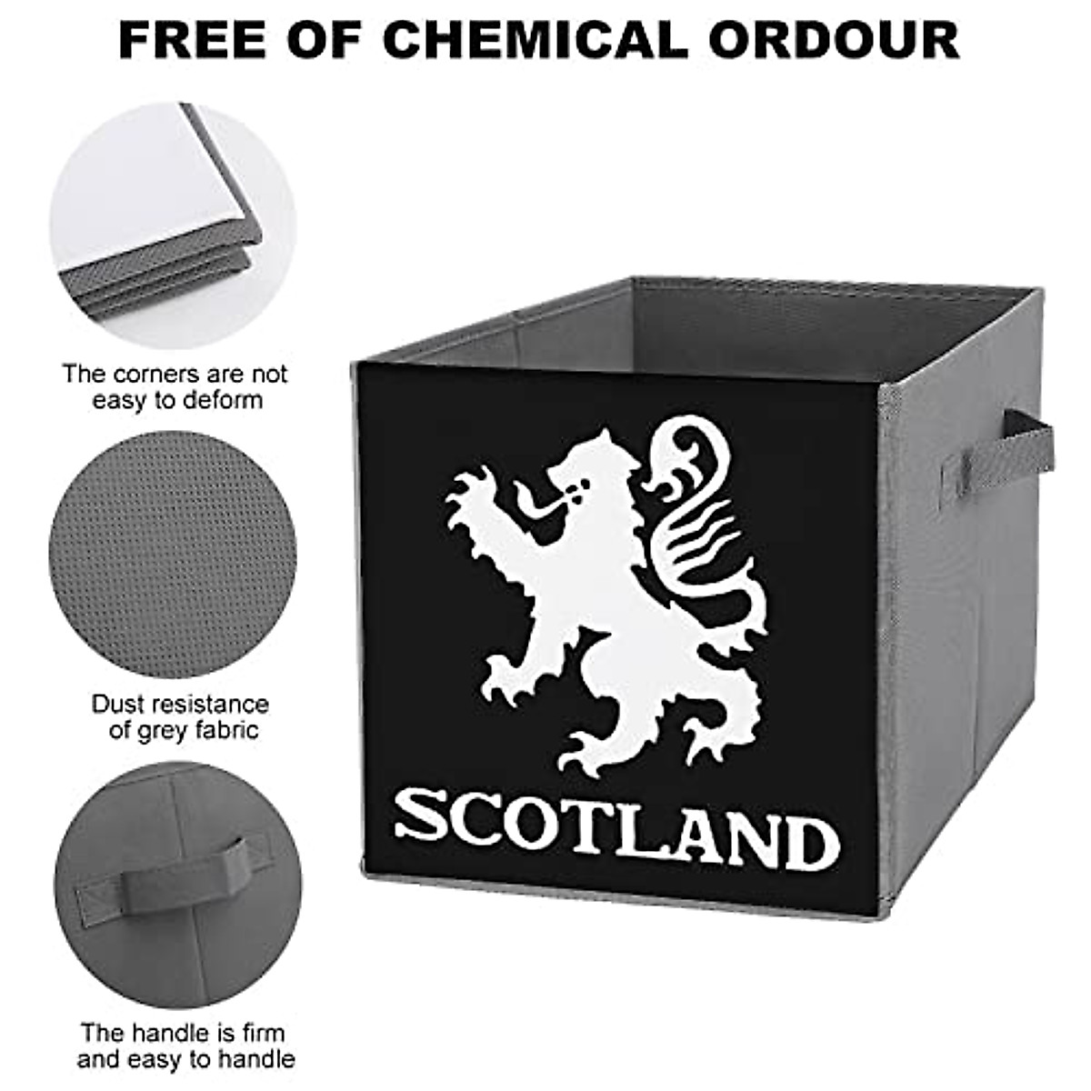 Lion Rampant Scotland Scottish Canvas Collapsible Storage Bins Cube Organizer Baskets with Handles for Home Office Car