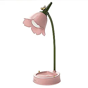 magical JD LED Desk Lamp Cordless Table Light Adjustable Gooseneck Dimmable Touch Rechargeable Battery Eye-Caring Night Light for Kids,Mini Cute Lamp for College Dorm Bedroom Reading (Pink)