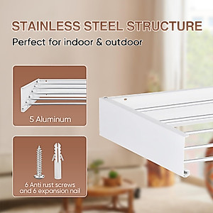 PSAIHDXU Wall Mounted Clothes Drying Rack- 31.5" Wide Foldable Laundry Hanger Dryer Rack, Collapsible Hanging Drying Racks,Clothes Drying Rack Outdoors,Drying Rack Wall Mounted.