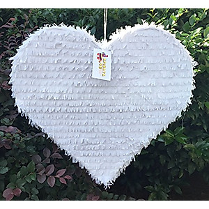 White Heart Pinata 16" Wedding Decoration Bridal Shower Party Heart Shaped Pinata Bride To Be Photo Prop