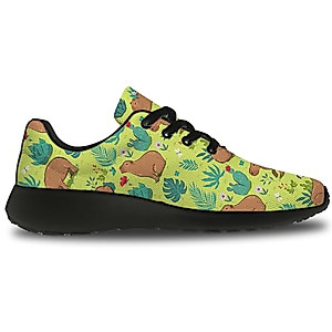 Womens Mens Capybara Shoes Running Shoes Tennis Walking Sneakers Capybara Animal Print Shoes Gifts for Boy Girl,Size 12 Men/15 Women Black