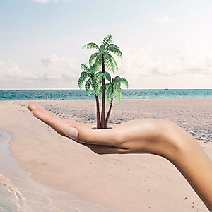 Quancru 10Pcs Miniature Coconut Palm Tree Model Artificial Greenery Plant Decoration DIY Train Railway Building Diorama Sandbox Cake Topper Landscape