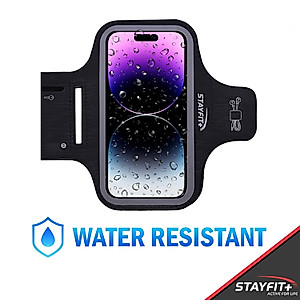 [3 Pack] Active+ Running Armband Cell Phone Holder, Water Resistant Adjustable Lightweight, Compatible iPhone 14/13/12/11/SE/X Samsung S23/S22/S21/S20 Great for Sports, Hiking, and Biking (Black)