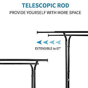 Fishat Heavy Duty Double Rod Clothing Garment Rack for Hanging Clothes, Commercial Metal Rolling Clothes Organizer on Lockable Wheels for Men Coats, Dresses, Dorm Bedroom Home Balcony (Black)