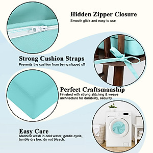 Topotdor Patio Chair Cushions Set of 2,Waterproof Outdoor Chair Cushions with Fade Resistant Removable Cover with Adjustable Straps for Patio Furniture Garden Sofa Couch,19"x19"x3" Teal