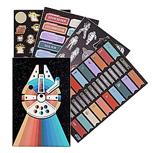 Star Wars x Erin Condren Classic Sticker Book - 254 Stickers Total. 12 Mixed Metallic Sticker Sheets. 5" x 7.75". Fun and Functional Star Wars Designs by Erin Condren.