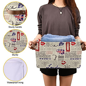 ALAZA Newspaper British Flag Retro Eangland Large Storage Basket for Organizing Foldable Storage Bin for Shelves Home with Handles 1 Pack