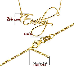 UMAGICBOX Name Necklace Personalized 18K Gold Plated Sterling Silver Nameplate Pendant Jewelry Gifts Custom Birthday Mother Christmas Day Gifts for Women Girls