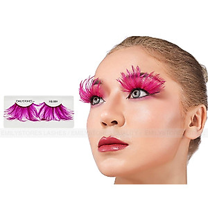 EMILYSTORES Pink Faux-Feather Costume Eye Lashes For Halloween, Dramatic Eyelashes, Party Looking, 1 Pair
