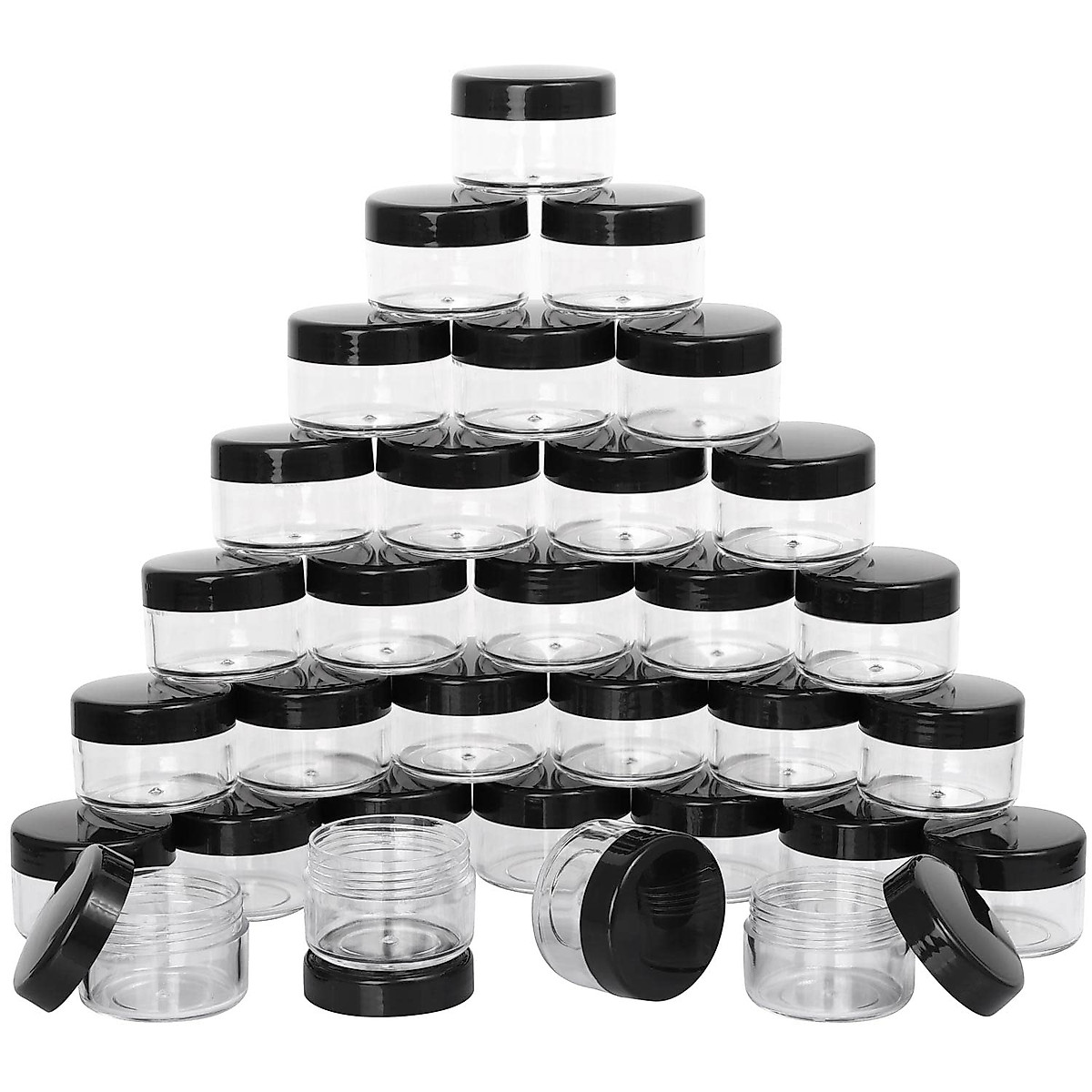 100 Count Small Sample Containers Makeup Jars 15 Gram Cosmetic Containers with Lids Plastic Jars Black Traveling Jars Empty Bottles for Toiletries