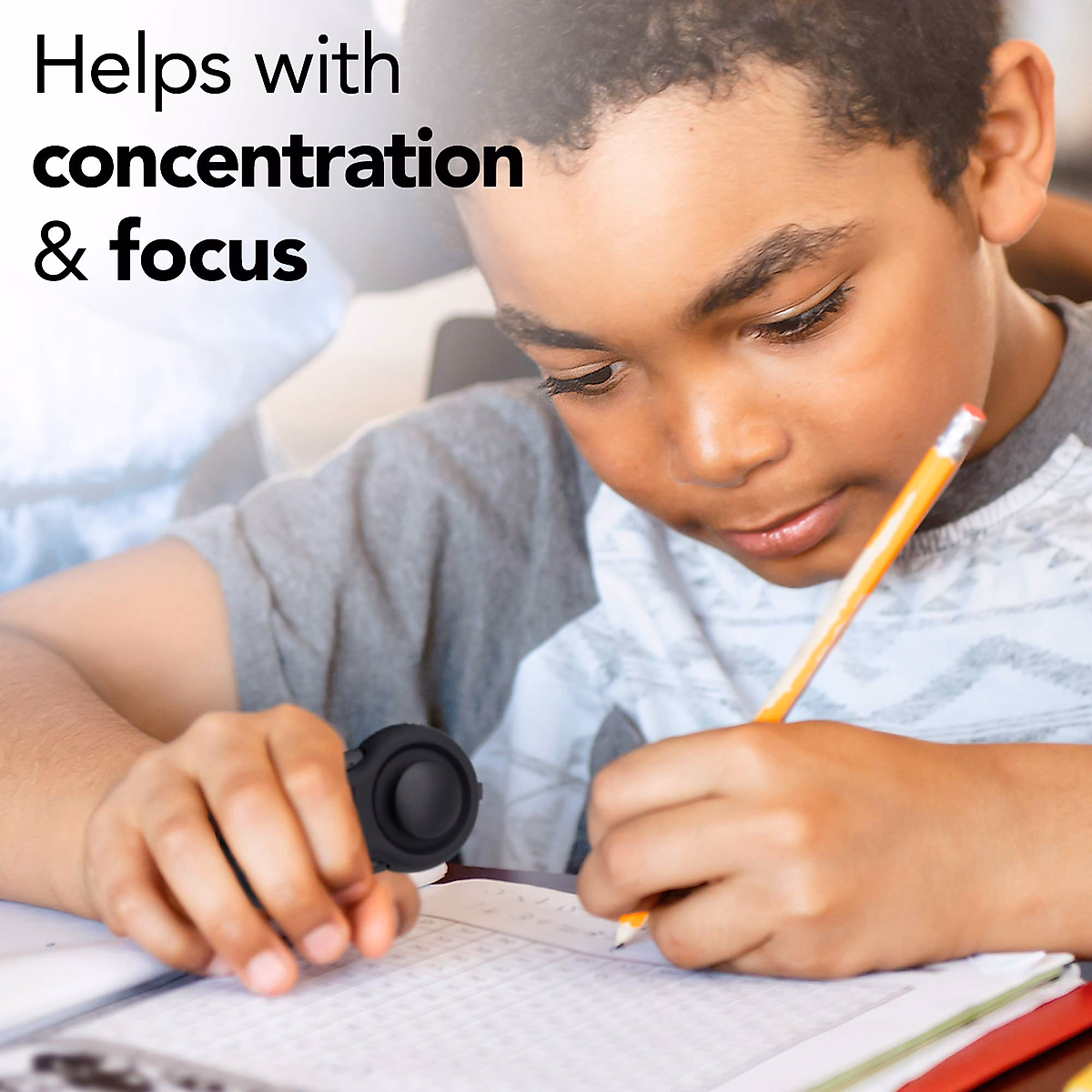 DUDDY-CAM™ Fidget Pad 8 Features, Handheld Fidget Retro Controller Game Pad, Focus Toy, Anxiety Stress Relief Sensory for Children, Adults ADD ADHD & Skin Picker + Ring (Black)