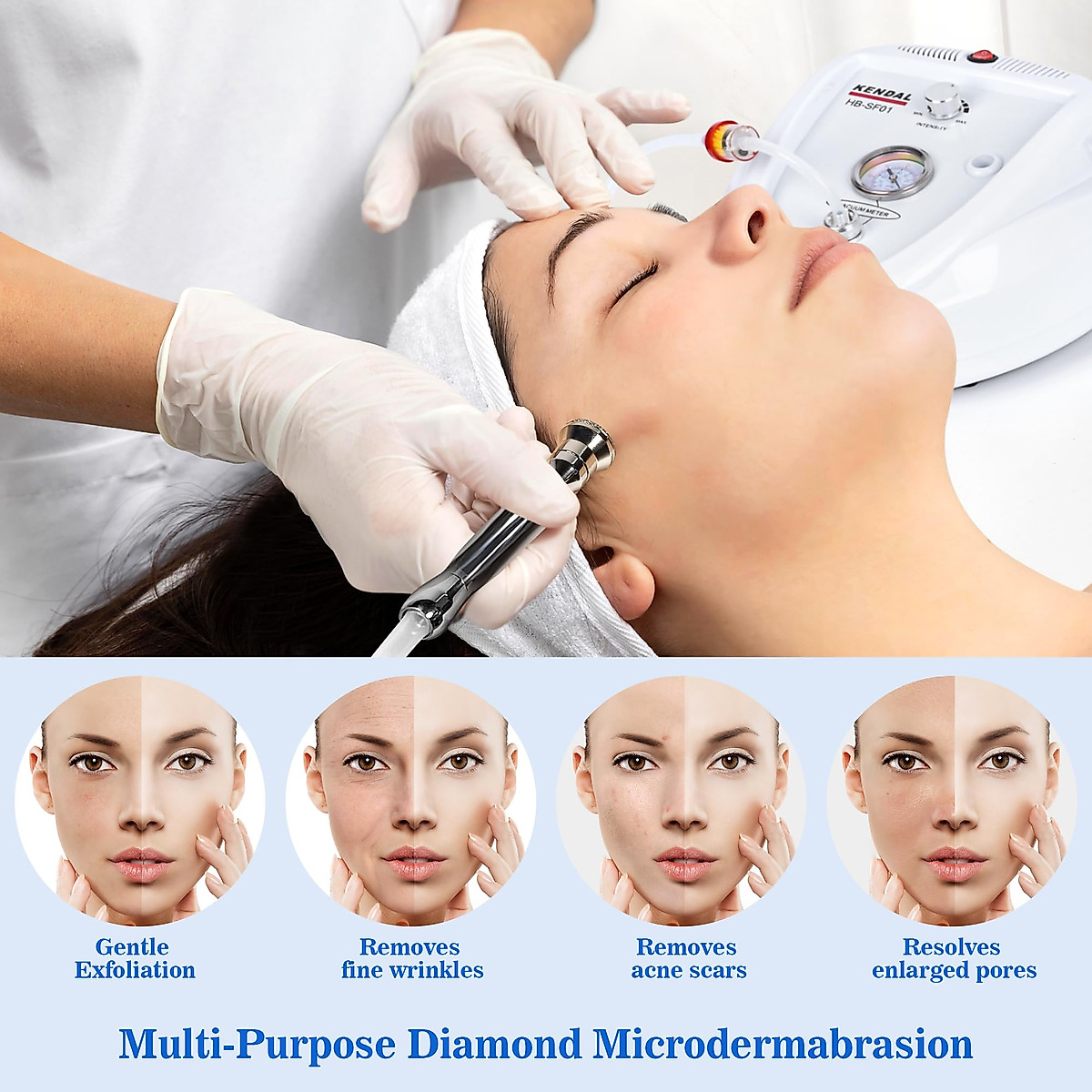 Kendal Professional Diamond Microdermabrasion Machine, Dermabrasion Facial Skin Care Equipment, Also Good for Home Use AC 110V HB-SF01
