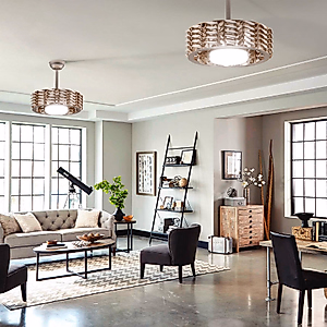 Todays Fans Oceano Bladeless Ceiling Fan, 6 Speeds with LED Light, 23" (Gold)