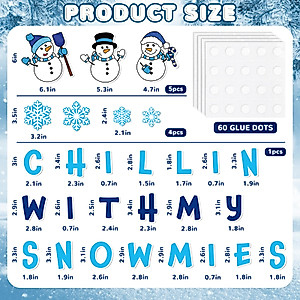 Whaline 52Pcs Winter Snowman Cutouts Christmas Snowman Snowflake Cutouts Winter Chillin with My Snowmies Bulletin Board Decor Blue White Snowman Holiday Party Cutouts for School Classroom Decor
