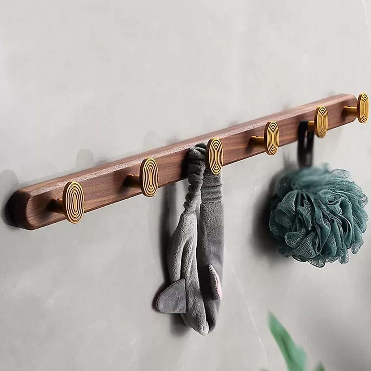 FEELIN Coat Hanger Wall Mount New Chinese Style Wooden Clothes Hook Door Porch Clothes Hook Living Room Wall Row Hook Hanger Coat Rack Wall Mounted Coat Rack (Size : Medium)