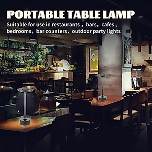 HAPYGI Rechargeable Cordless LED Table Lamps Touch Sensor Light, 3-Levels Portable Dimming Wireless Battery Operated Lamp，Nightstand Lamp/Night Light/Restaurant Table/Outdoor/Coffee/Bar (Black)…