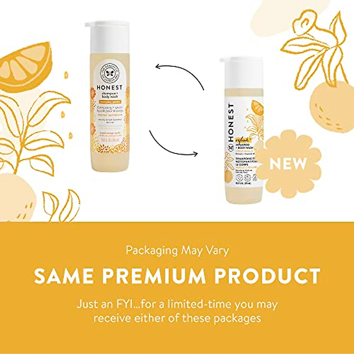 The Honest Company 2-in-1 Cleansing Shampoo + Body Wash | Gentle for Baby | Naturally Derived, Tear-free, Hypoallergenic | Citrus Vanilla Refresh, 10 fl oz