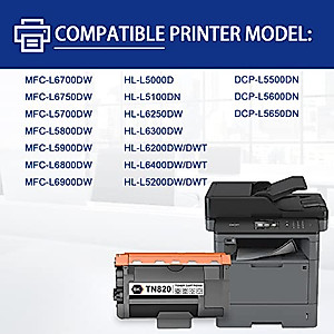 NUCALA TN820 High Yield Toner Cartridge: Compatible TN-820 Toner Cartridge Replacement for Brother HL-L6200DW MFC L5850DW L5900DW MFC-L5900DW HL-L5100DN MFC-L5850DW Printer (3-Pack,Black)