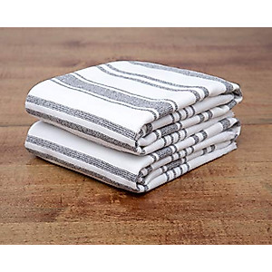 Hand Towels for Bathroom Set of 2, 100% Cotton, 28x16 in, Turkish White Soft and Absorbent Decorative Bath Hand Towels, Modern Gray Striped Towels