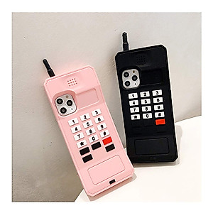 UnnFiko 3D Silicone Case Compatible with iPhone 14 Pro Max, Retro Classic Creative Soft Rubber Bumper Cover Cool Fun Thick Protective Stand Case (Retro Cellphone Black, iPhone 14 Pro Max)