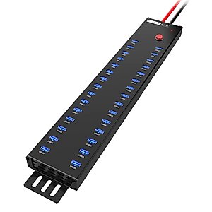 Sipolar Industrial USB 2.0 Hub 30 Ports with 300W Power Supply Wall Mountable Support Refurbishing and Brush, Batch Data Transfer