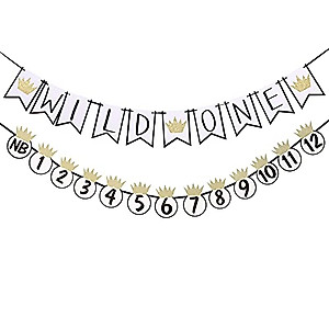 Cooper Live Wild One Banner - Wild One Birthday Wall Background Banner, Birthday Party Happy Birthday 1 Birthday Party, Wild One Photo Banner. Jungle First Birthday Photo Banner (White)