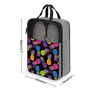 Frcavbin Bright Tropical Pineapple Exotic Fruit Travel Shoe Bag Shoes Carrier with Handle and Zipper Foldable Shoe Puches Organizer for Home storage School starts