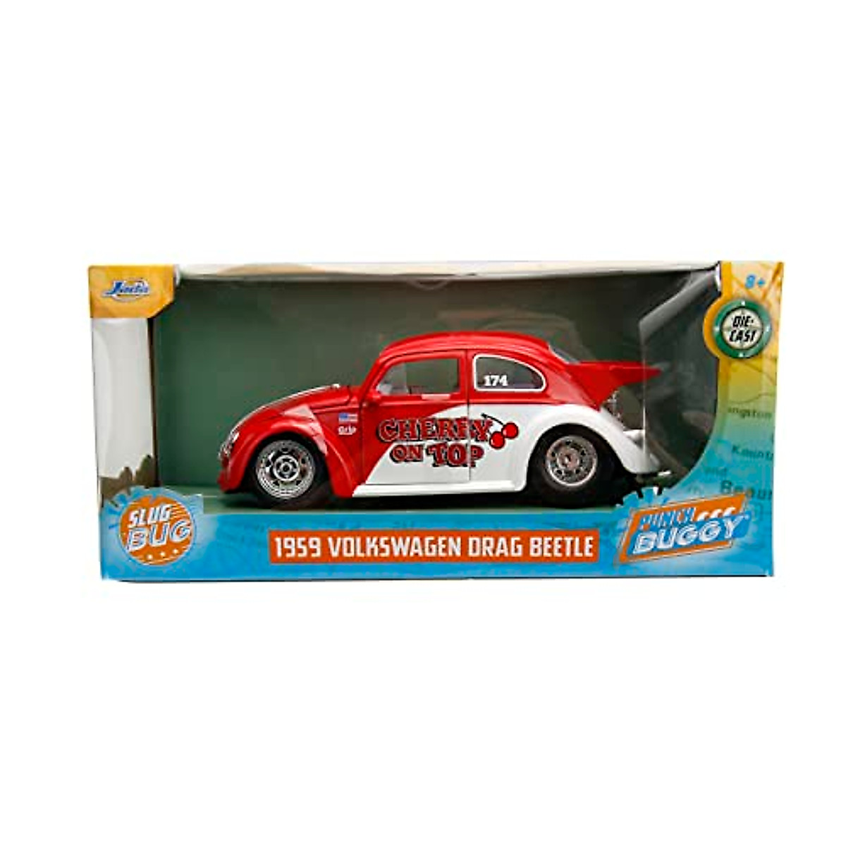 Punch Buggy Slug Bug 1:24 1959 Volkswagen Drag Beetle Die-Cast Car, Toys for Kids and Adults