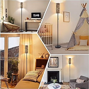 Modern Standing Lamps leopard fabric other hand drawn skin snake skin Minimalist Floor Lamp Rustic Country Metal Pole Lamp with Linen Lampshade for Bedroom Living Room Office Nursery Reading