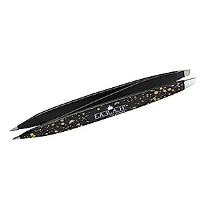 F.A.R.A.H. Z-Tweeze Professional Stainless Steel Dual Ended Precision Tweezers Galaxy Gold Style with Slanted and Pointed Tips